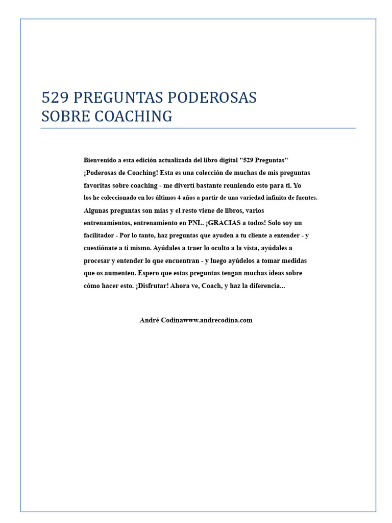 529 Preguntas Poderosas de Coaching | PDF
