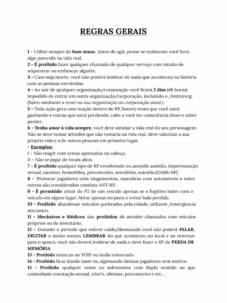 BrasilSpace Roleplay - Regras | PDF