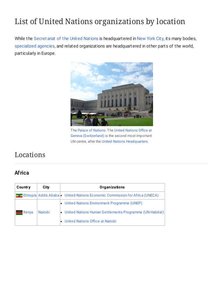 UN Organizations by Global Location | PDF | United Nations ...