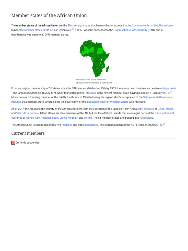 African Union Member States Overview | PDF | African Union | Africa