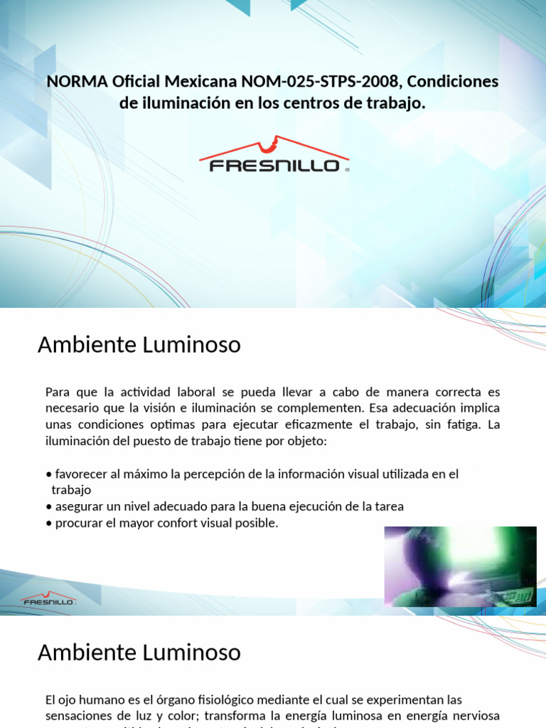 NORMA Oficial Mexicana NOM-025-STPS-2008, Condiciones de Iluminación en ...