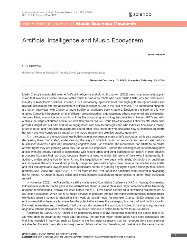 Artificial Intelligence and Music Ecosystem | PDF | Artificial ...