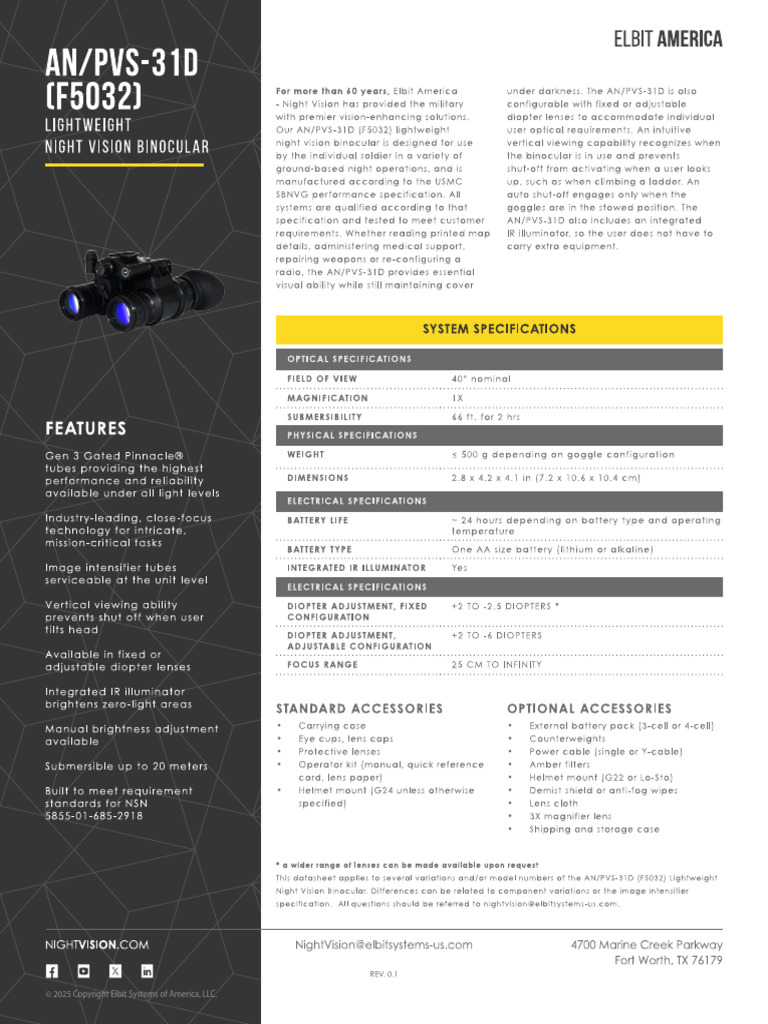 ElbitAmerica ANPVS 31D Datasheets 4 22 25 OTL | PDF