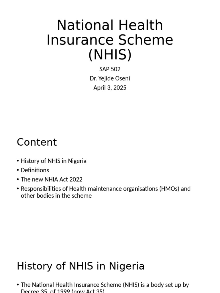 National Health Insurance Scheme (NHIS | PDF | Health Maintenance ...