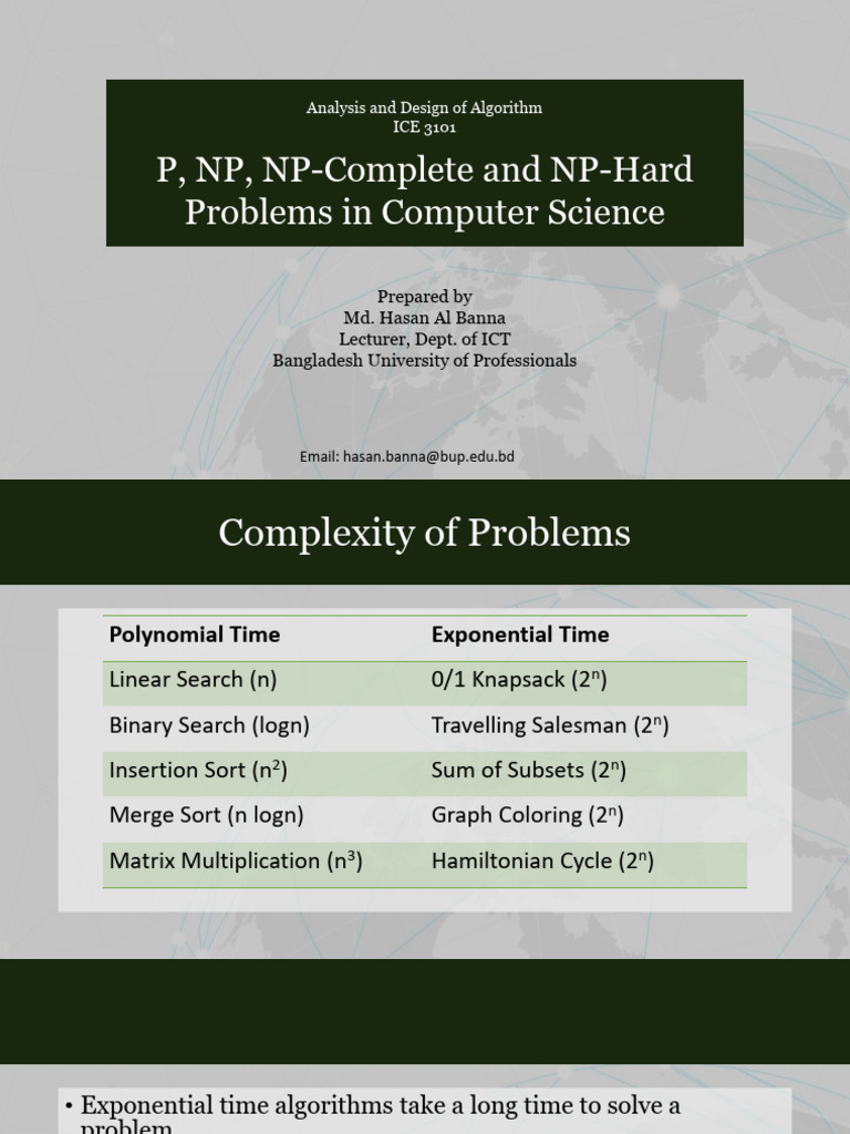P, NP, NP-Complete and NP-Hard Problems in Computer Science-1-3 | PDF