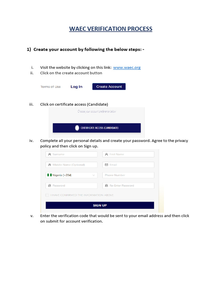 Waec Verification Process | PDF