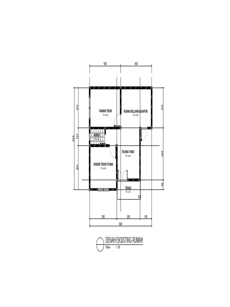 Denah Eksisting Rumah 1:100 | PDF