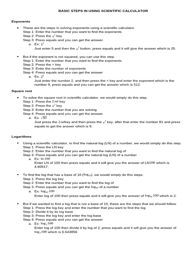 Using a Scientific Calculator Guide | PDF | Logarithm | Mathematical ...