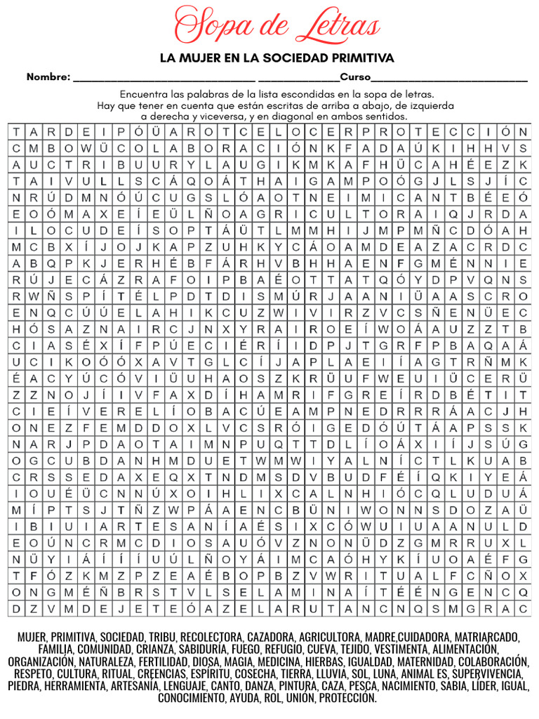 Sopa de Letras Historia Primero | PDF