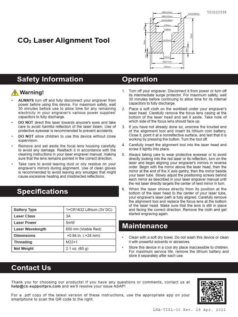 OMTech CO2 - LASER - ALIGNMENT - TOOL | PDF | Mirror | Laser