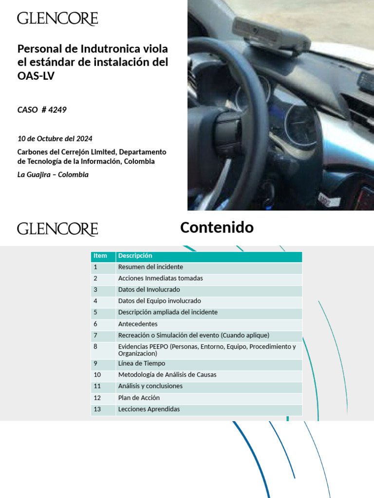 EJEMPLO Investigación ZE - Violación Del Estándar de Instalación Del ...