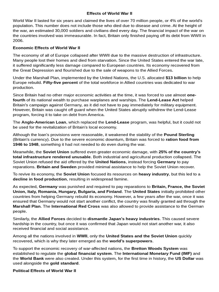 SST8 Q4 LESSON 6 - Effects of World War II and Achieving Global Peace ...