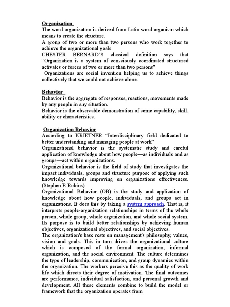 Organizationl Behaviour | PDF | Organizational Behavior | Goal