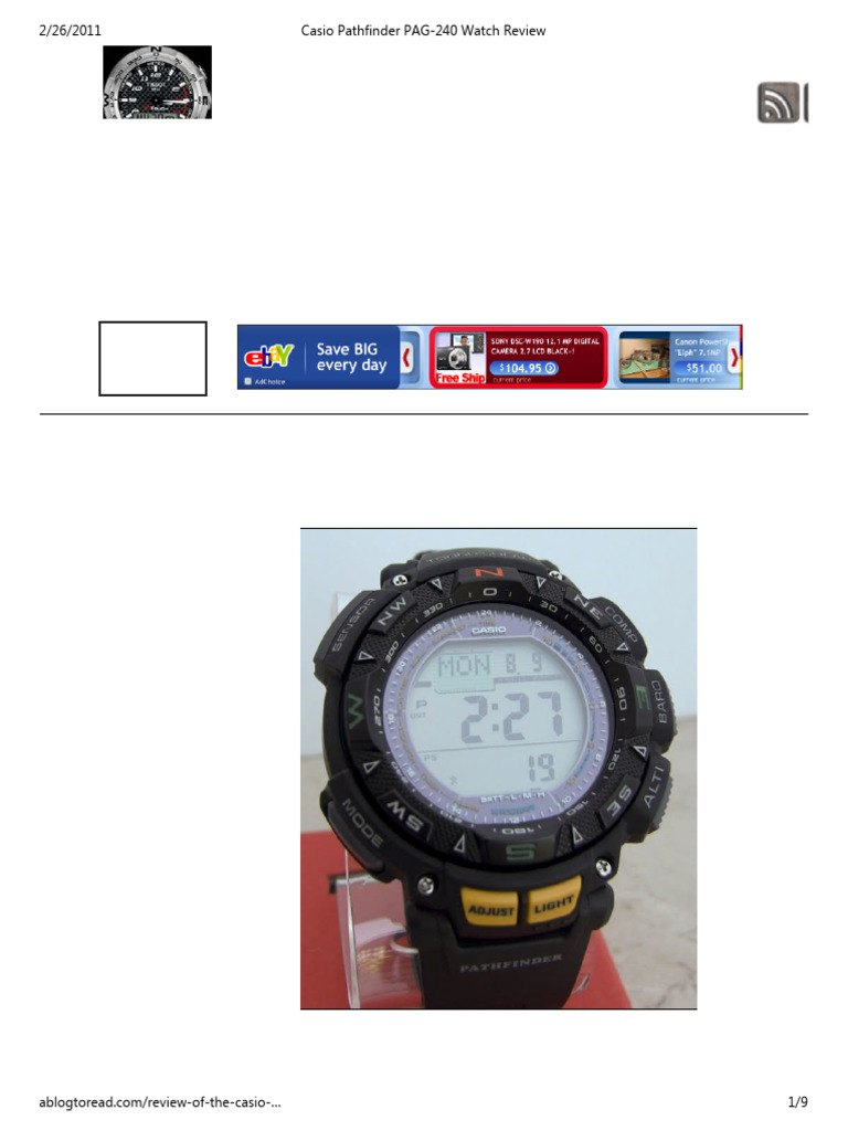 Casio Pathfinder PAG-240 Watch Review | PDF
