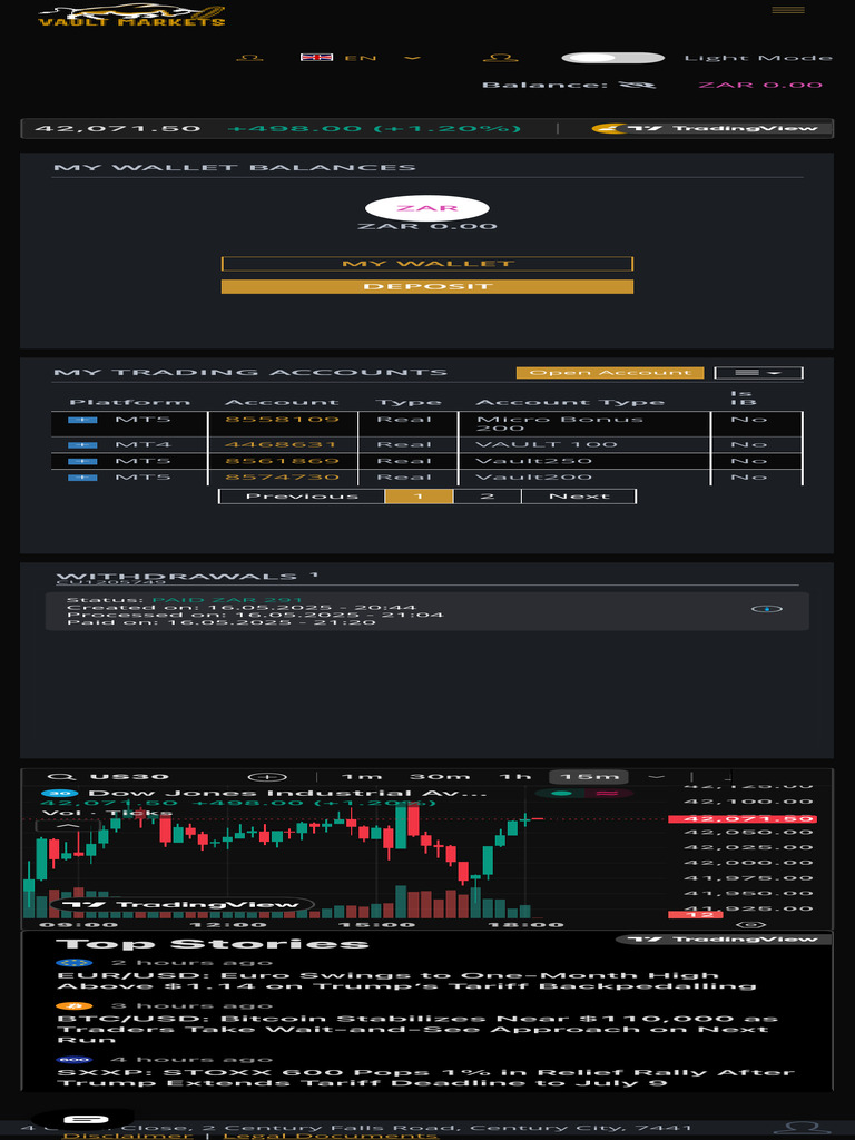 Vault Markets Account Overview | PDF