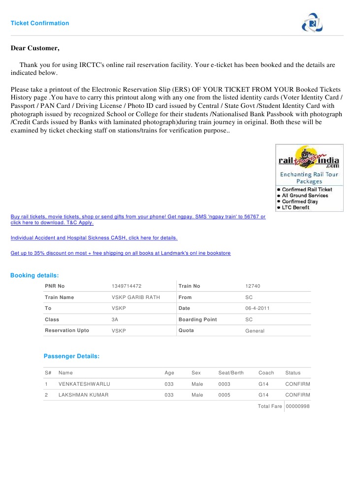 Ticket Confirmation | PDF