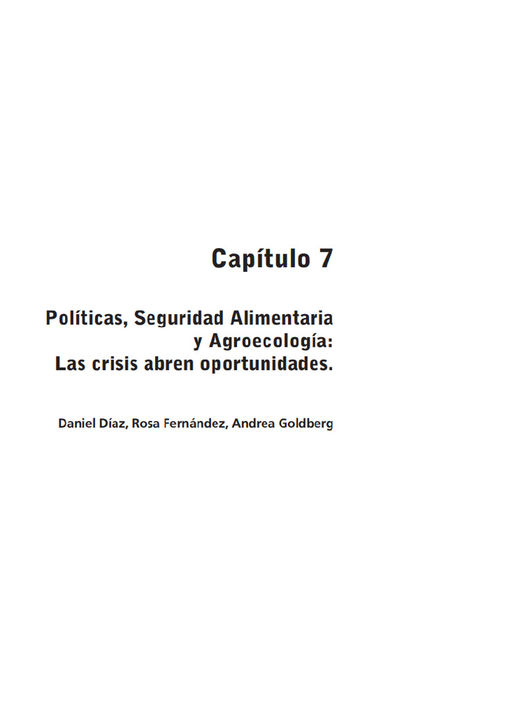 Políticas, Seguridad Alimentaria y Agroecologia Las Crisis Abren ...