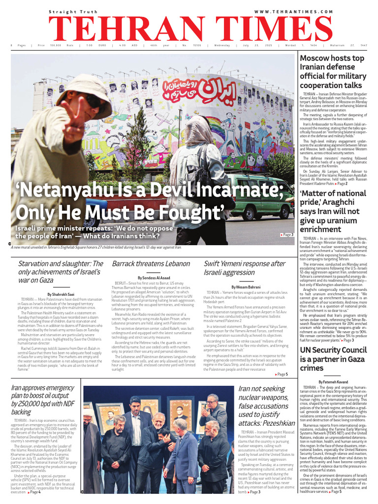 IRAN - Tehran Times 23 Jul 2025 | PDF | Joint Comprehensive Plan Of ...