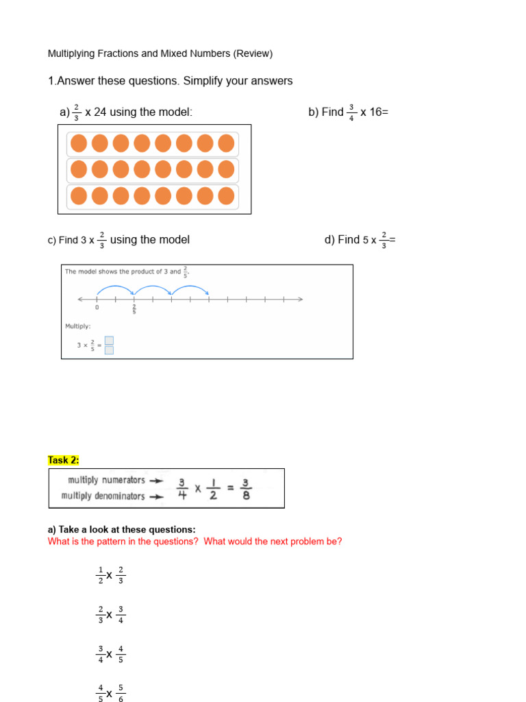 Multiply Fractions and Mixed Numbers (Review) | PDF | Mathematical ...