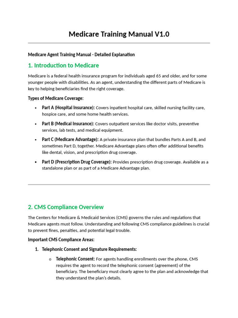 Medicare Training Manual V1.0 | PDF | Medicare (United States) | Health ...