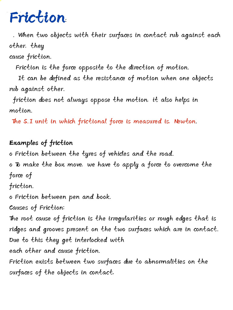 Friction Claa 8th NCERT Cbse | PDF