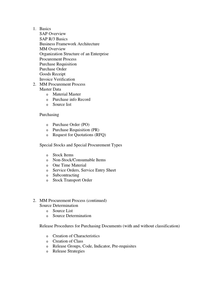 Sap MM Syllabus | PDF