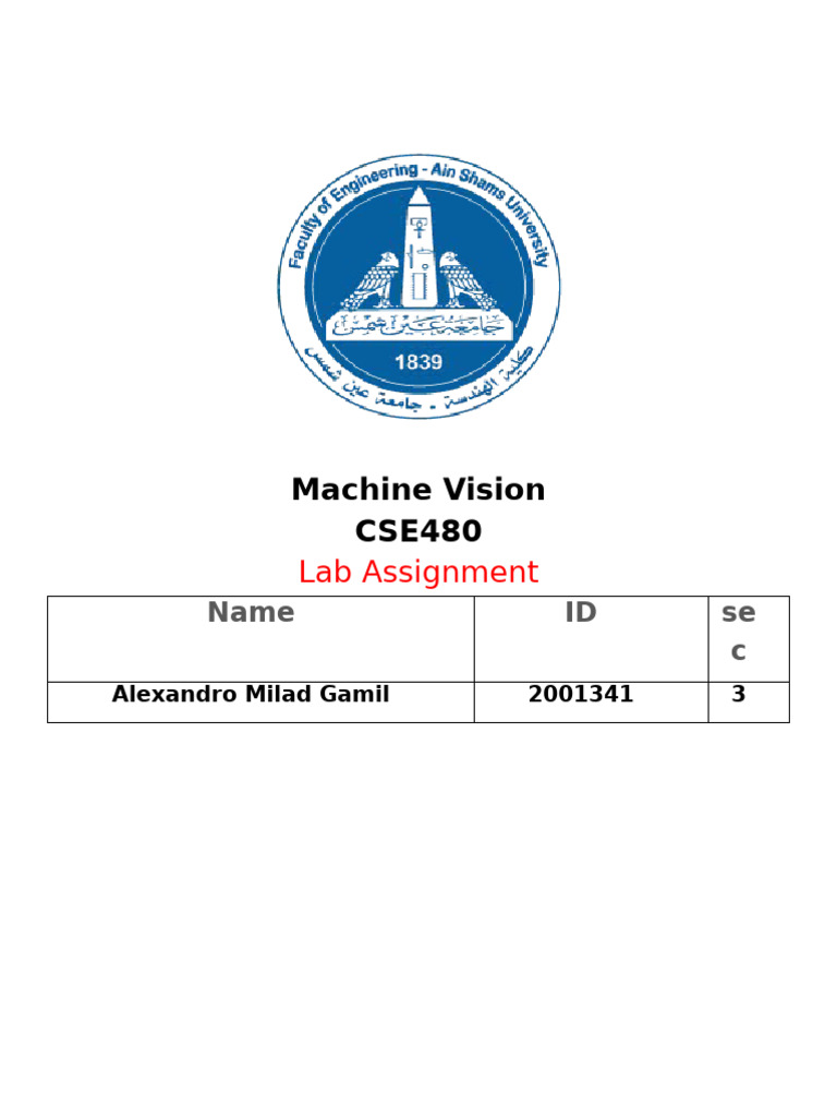 Machine Vision Lab Assignments Guide | PDF | Computational Neuroscience ...