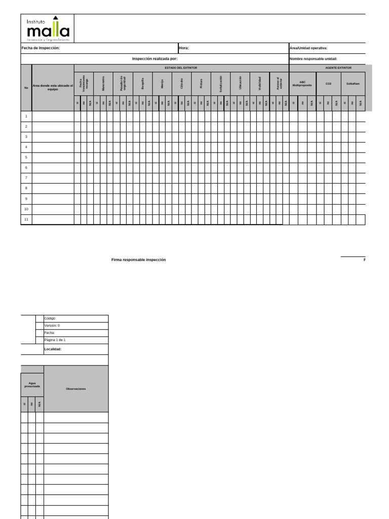 Lista Chequeo Extintores | PDF | Supresión de incendios | Protección activa contra incendios