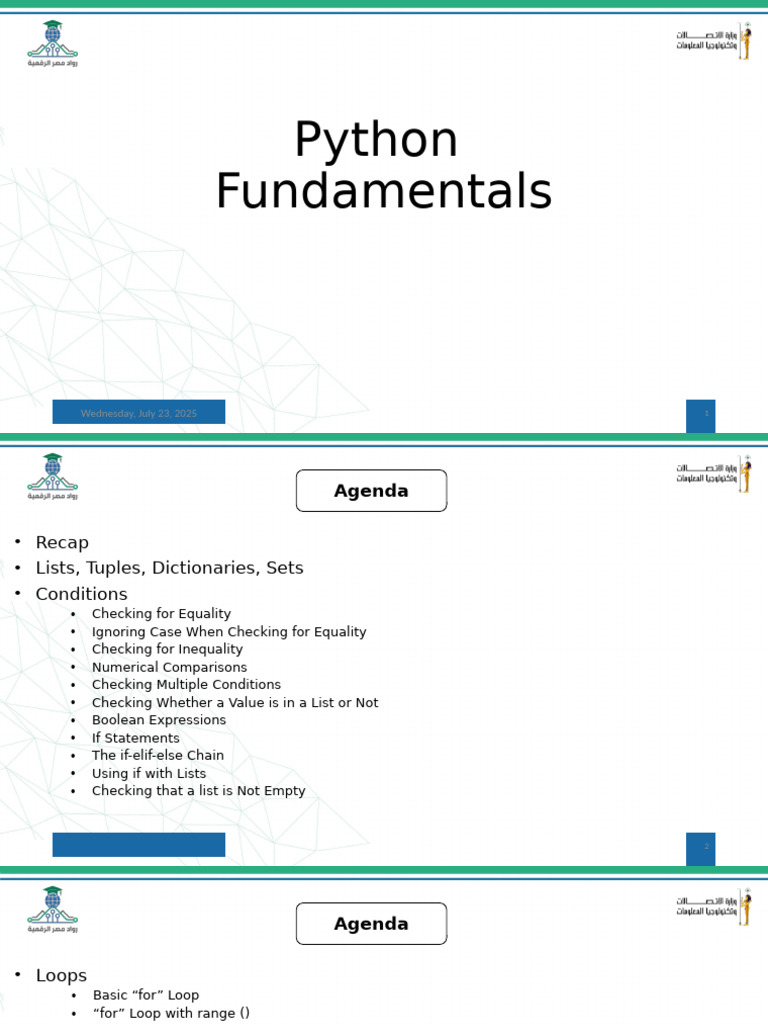 2 & 3 - Python Conditions, Loops, Functions | PDF | Parameter (Computer Programming) | Control Flow
