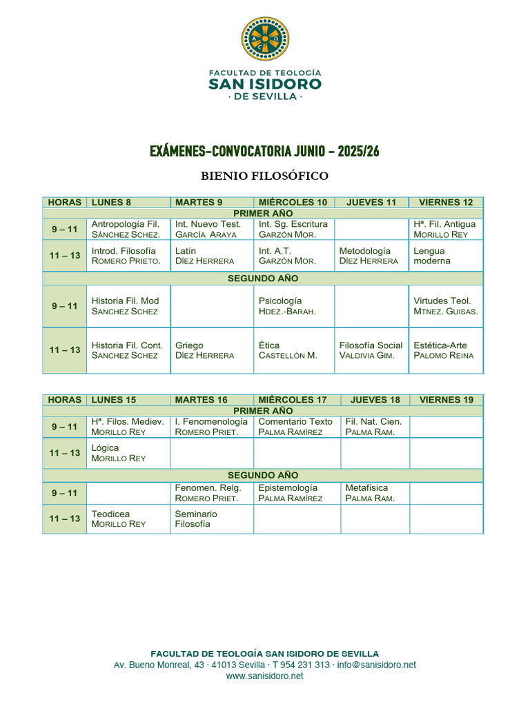 Calendario Examenes Junio | PDF