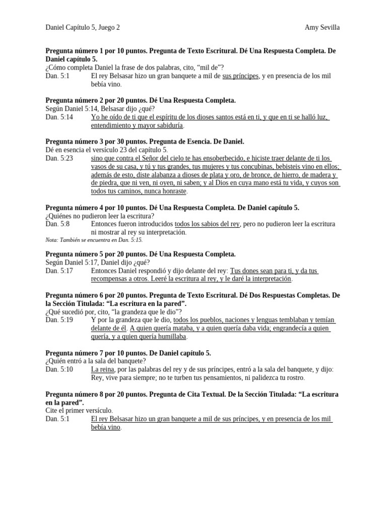 Daniel 5: Respuestas y Análisis | PDF