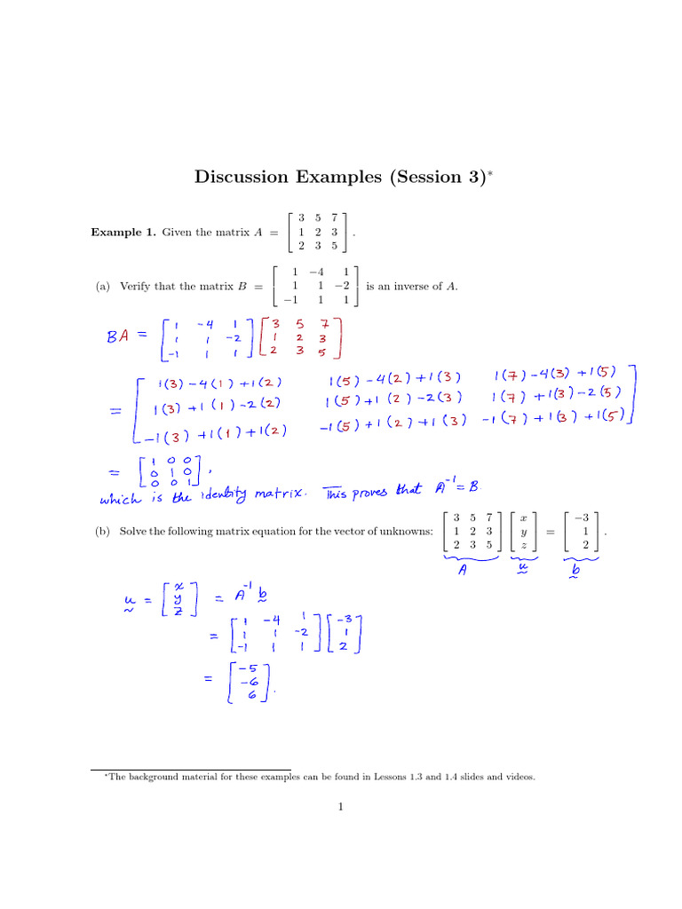 FM F24 Disucssion-Examples Session-3 Finished | PDF | System Of Linear ...