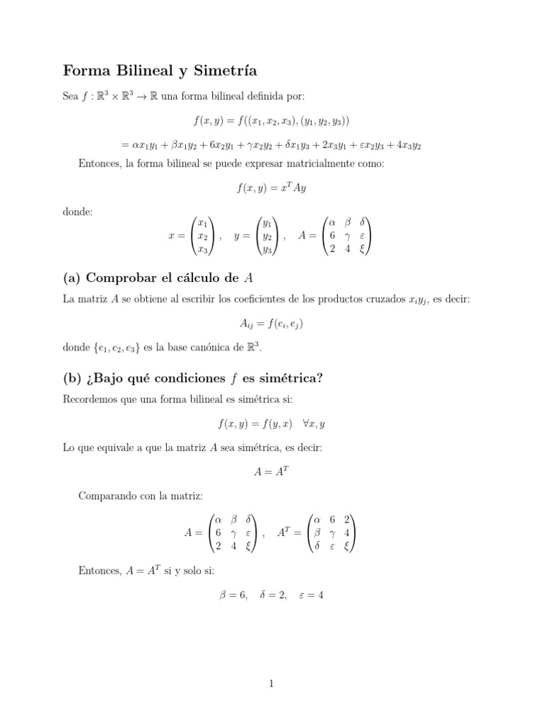 Forma Bilineal y Simetría en R3 | PDF | Álgebra lineal | Álgebra