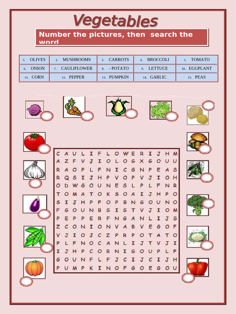 Vegetables Fun Activities Games - 1311 | PDF