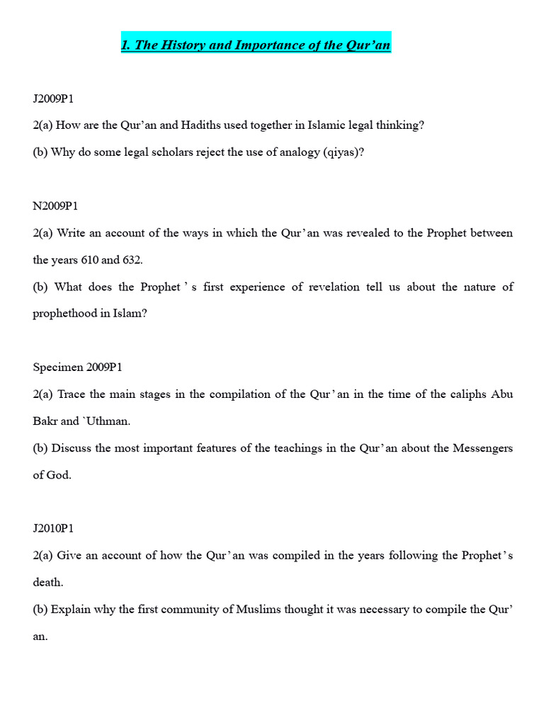 Olevel p1 Islamiat Past Papers | PDF | Muhammad | Quran
