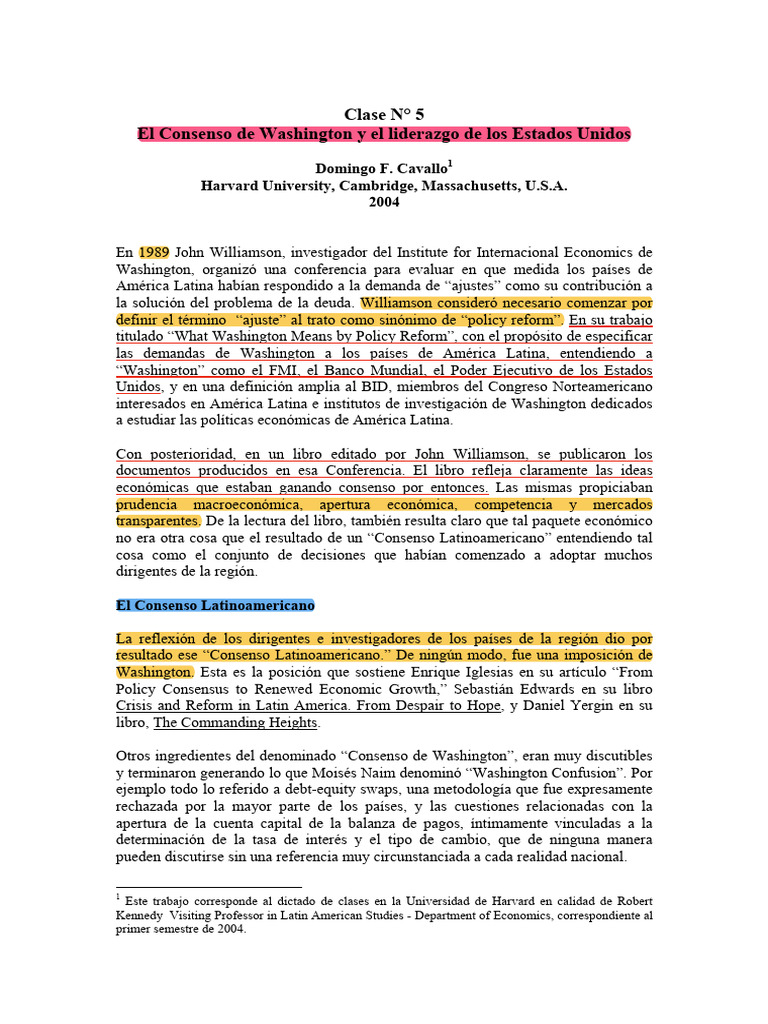 Consenso de Washington y su impacto en América Latina | PDF | Consenso ...