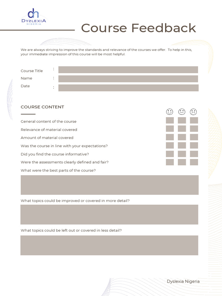 DN Course Feedback Form | PDF