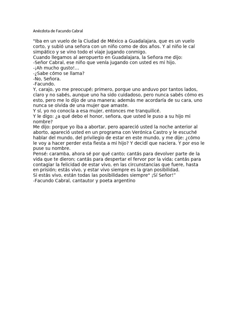 Anécdota de Facundo Cabral | PDF