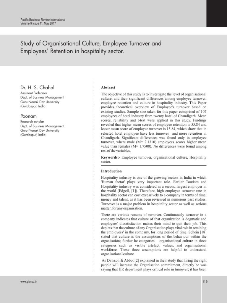 Study of Organisational Culture, Employee Turnover and Employees ...
