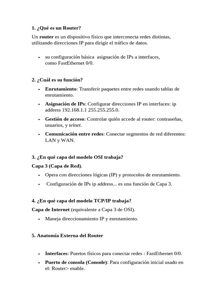 Funciones y Componentes de un Router | PDF | Enrutador (Computación ...