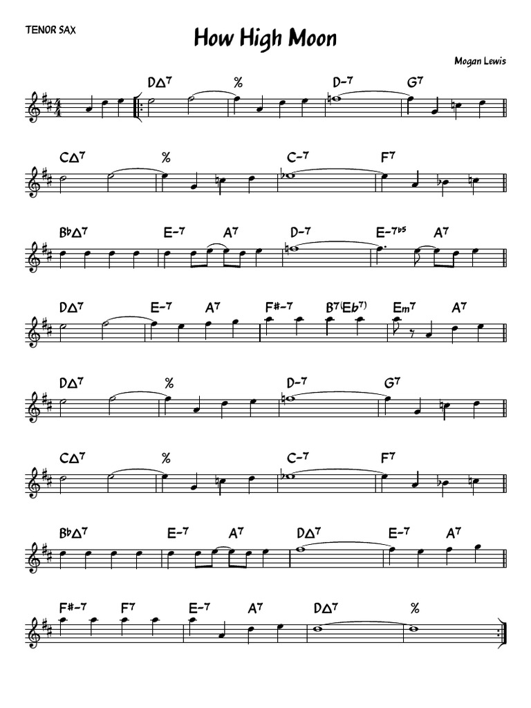 How - High - Moon (C) Tenor Sax | PDF