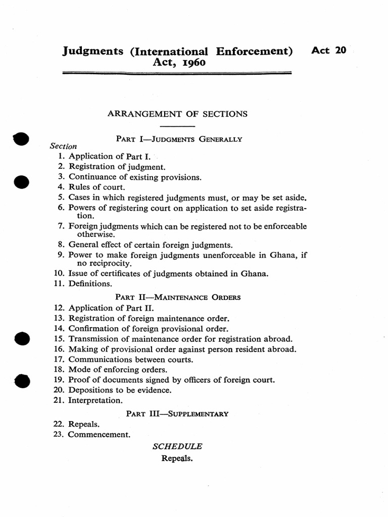 Ghana's International Judgments Act 1960 | PDF | Judgment (Law ...