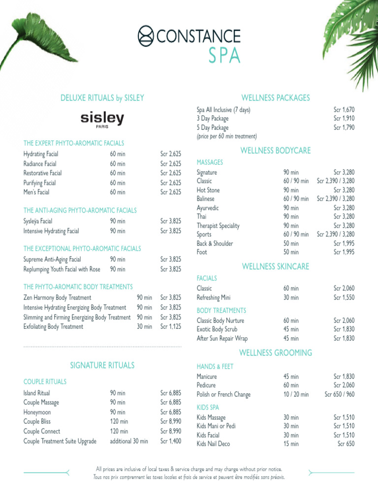6iwk3wz7j8 CONSTANCE SPA PRICE LIST 2022 CES Web | PDF | Medical ...
