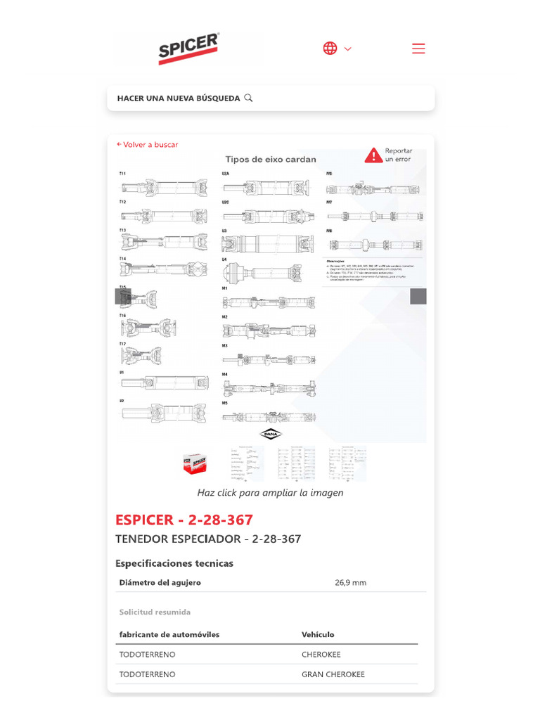 Cardan Delantero - Spicer - 2!28!367 Tipo U2 | PDF