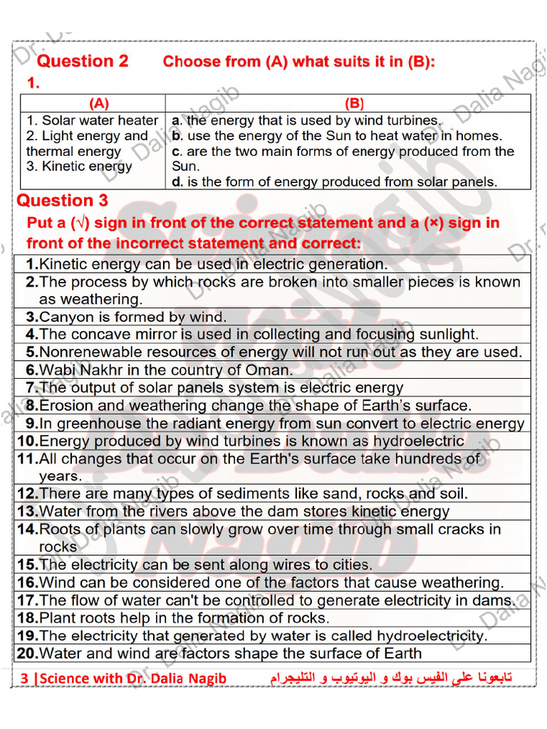 March Revision Grade 4 Science Dr. Dalia Nagib - 4 | PDF