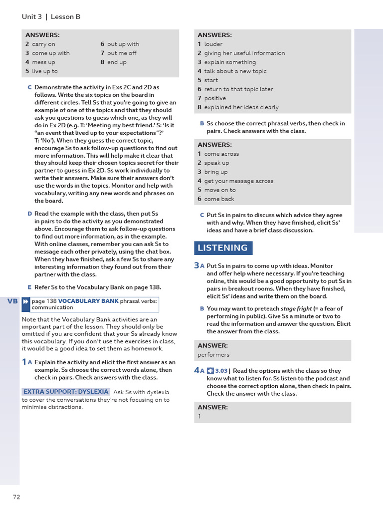 Overcoming Stage Fright - Teacher's | PDF | Vocabulary | Syntax