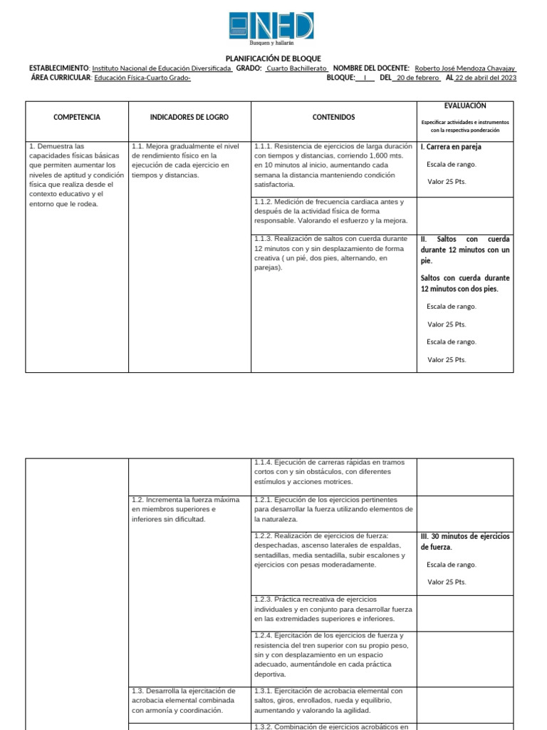 4 PLAN DE BLOQUE I UNIDAD Fisica | PDF