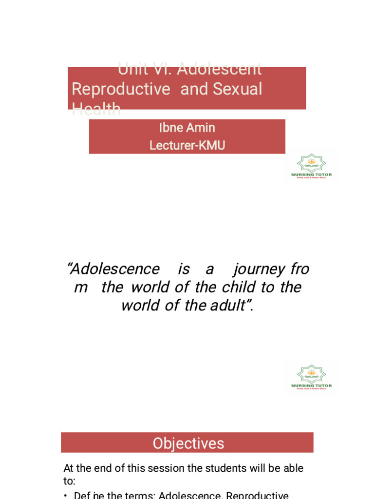Unit 7 Adolescent Reproduction and Sexual Health | PDF | Puberty | Adolescence