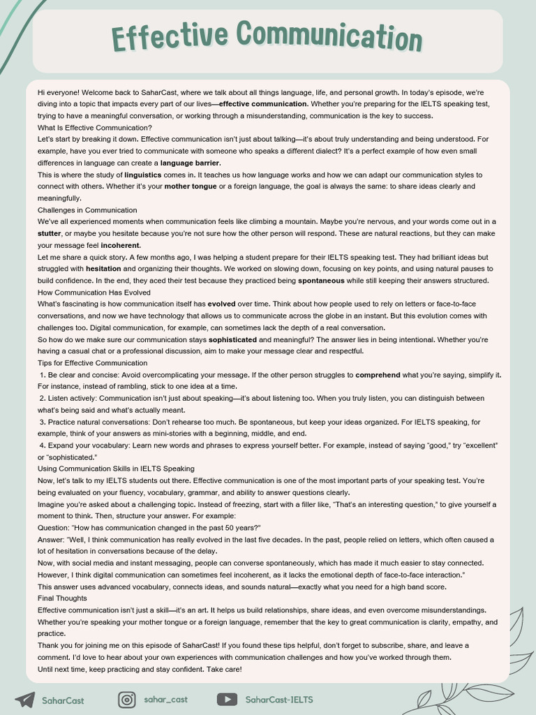 Effective Communication Insights | PDF | Communication | Vocabulary