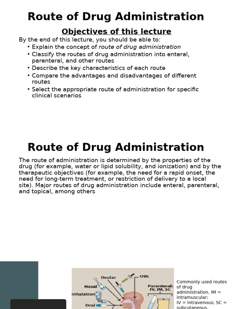 Route of Drug Administration - Nursing - Physiology - Anatomy | PDF ...